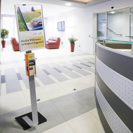 Floor Standing Crystal Clear Acrylic Sign with Transparent Display Pan ...